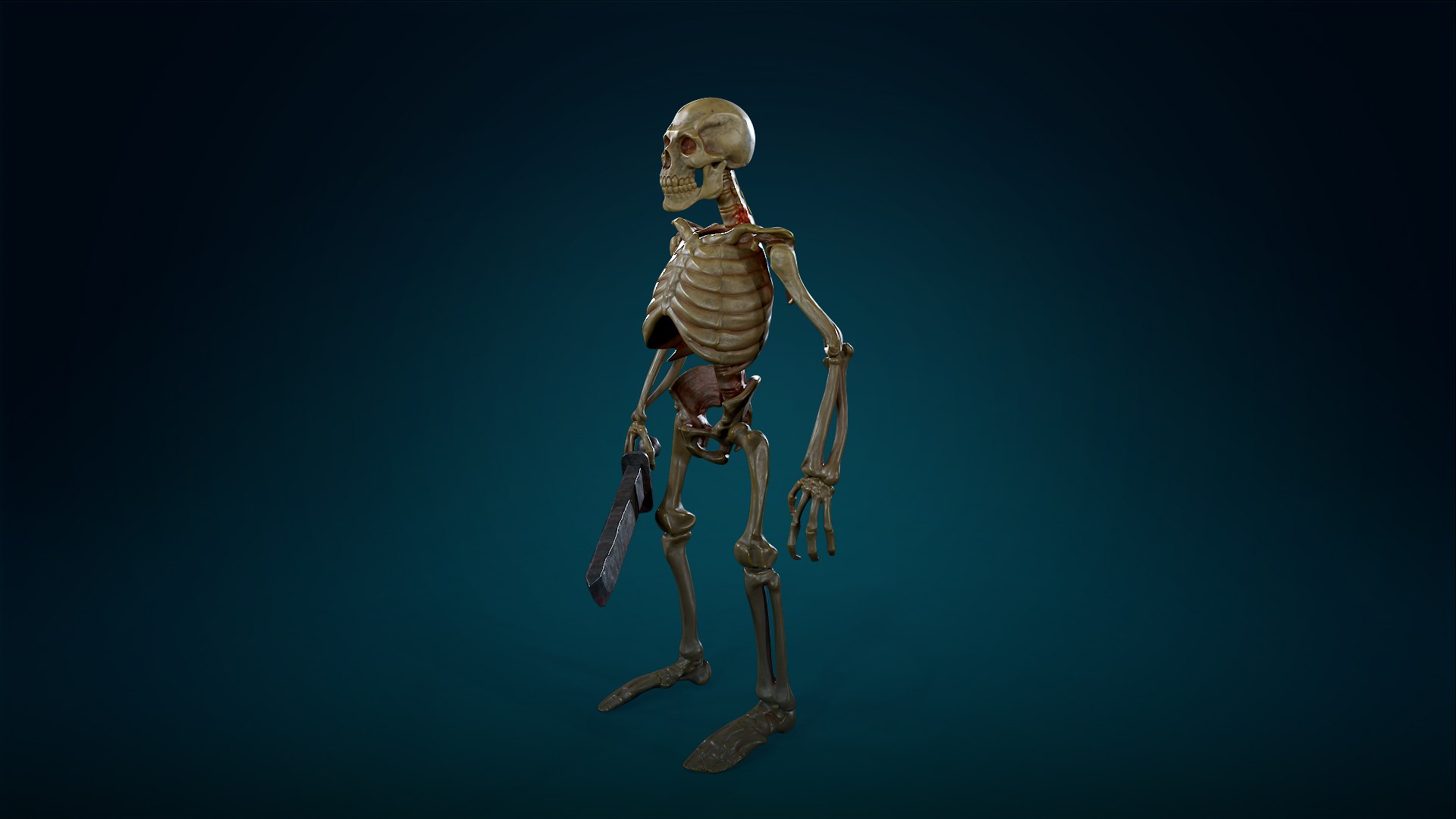 3D Skeleton Undead Warrior Yellow - Rigged - Animated - Lowpoly - Game ...