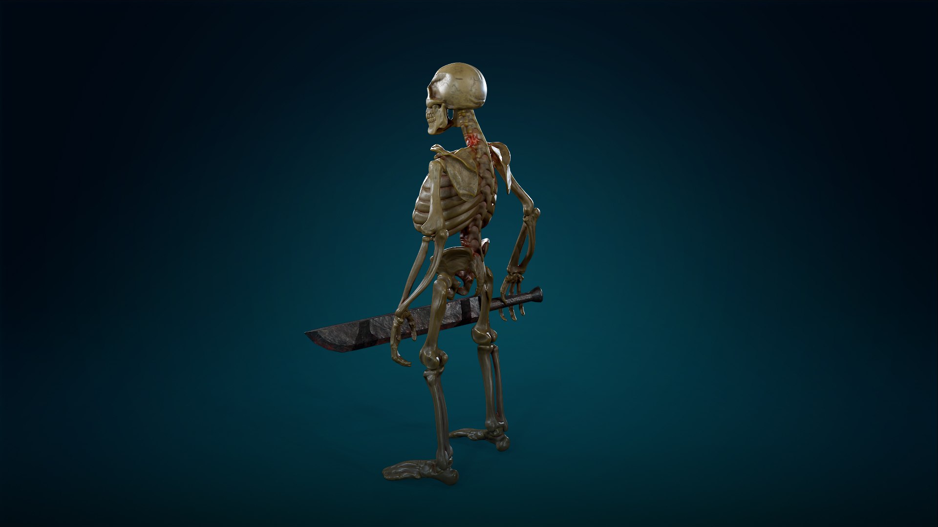 3D Skeleton Undead Warrior Yellow - Rigged - Animated - Lowpoly - Game ...