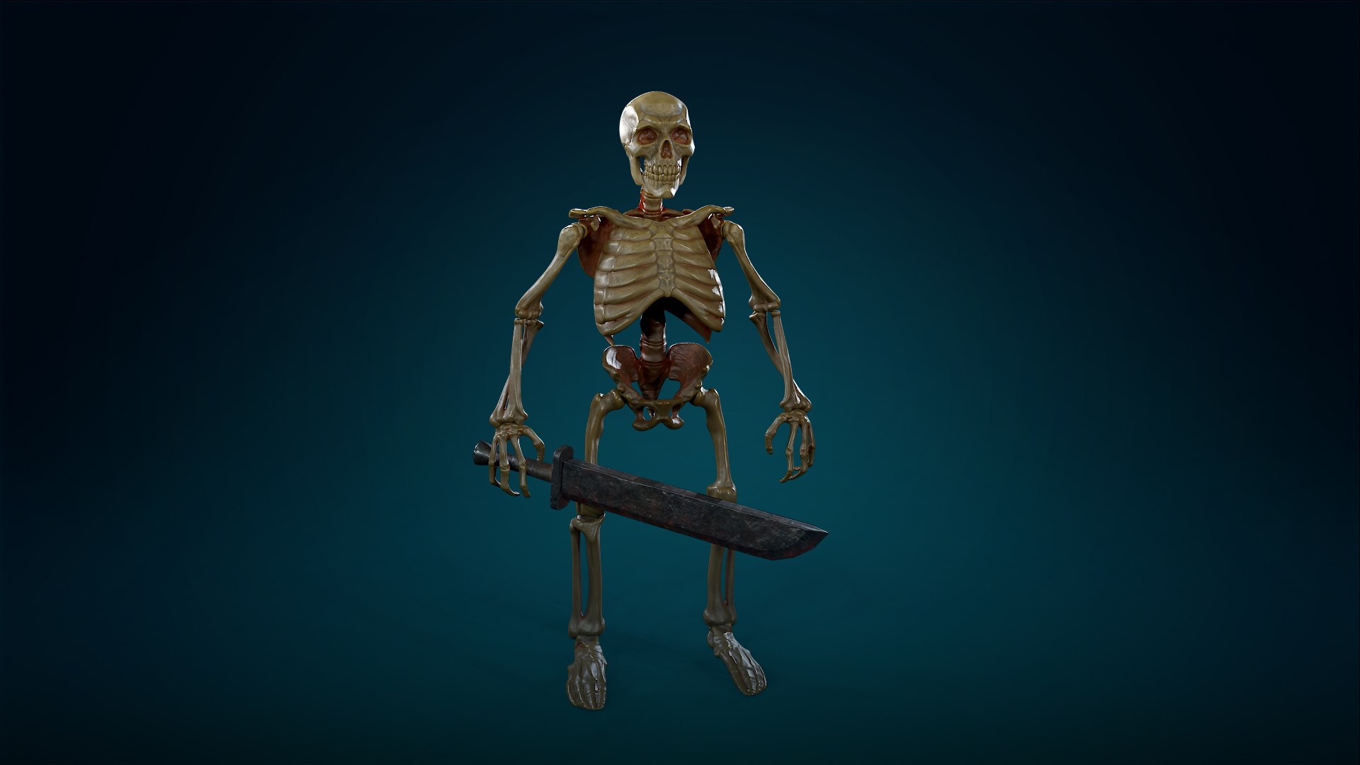 3D Skeleton Undead Warrior Yellow - Rigged - Animated - Lowpoly - Game ...