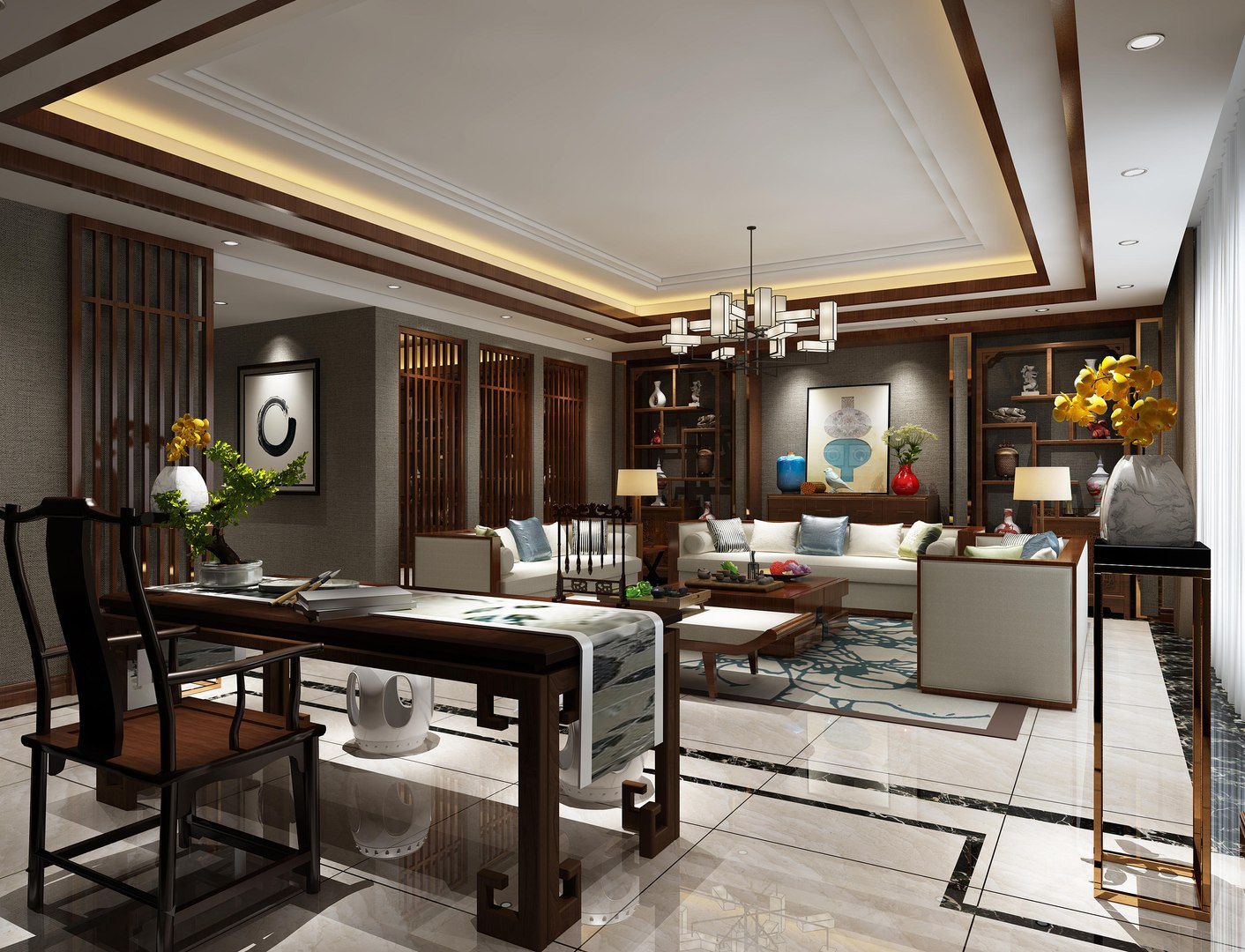 Chinese Style Living Room Dining Room 3D Model - TurboSquid 2024707