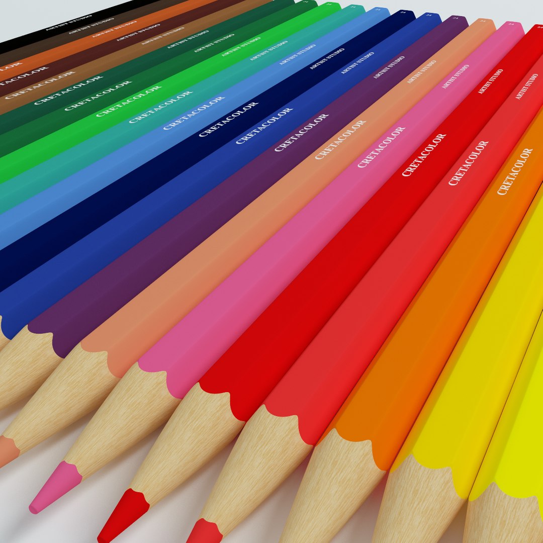 Colored Pencils Set 3d Model