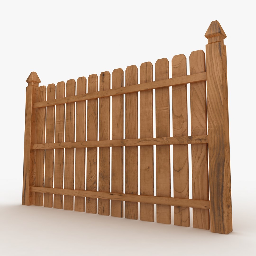 3d Model Realistic Fence Wood 04