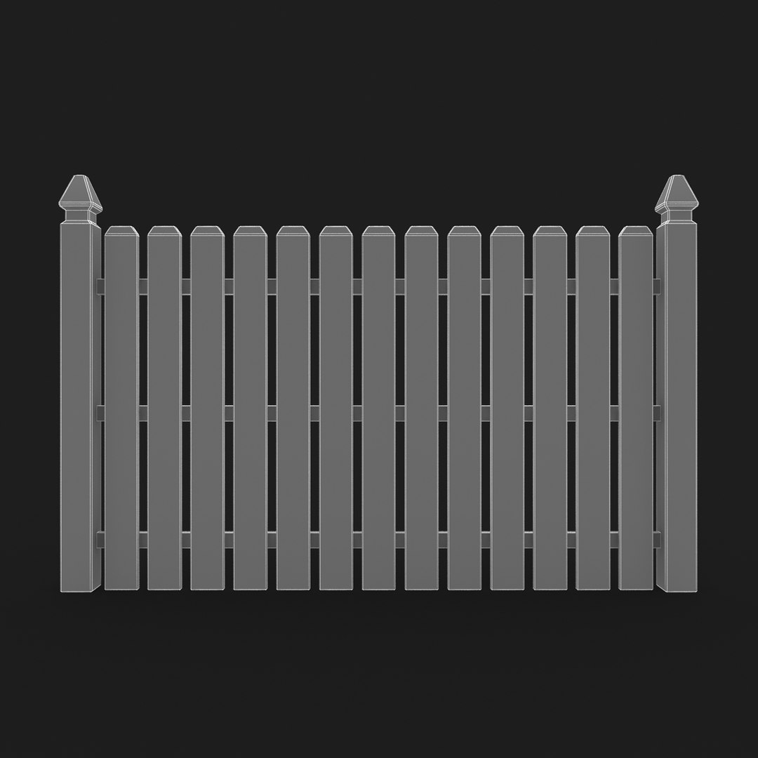 3d Model Realistic Fence Wood 04