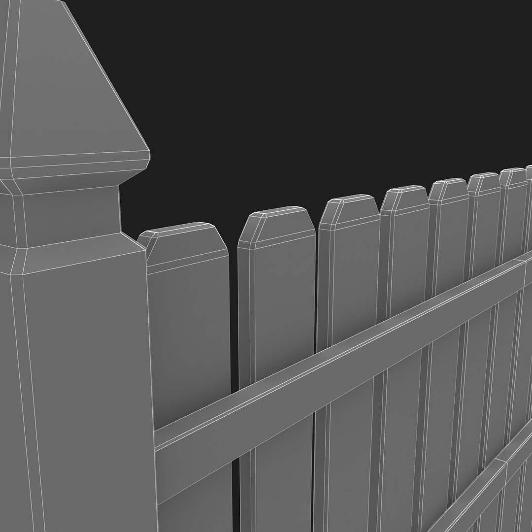 3d Model Realistic Fence Wood 04