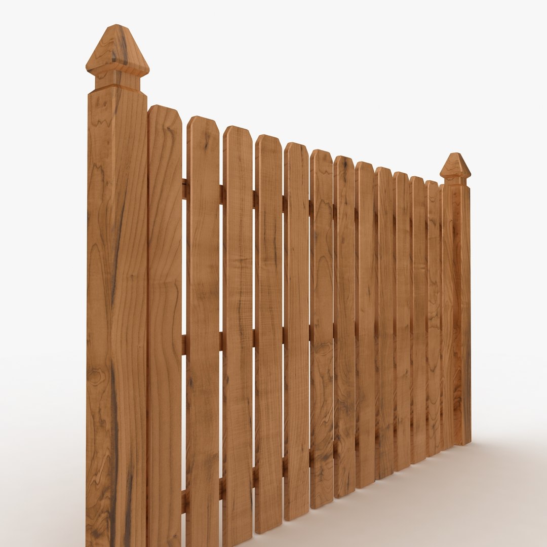 3d Model Realistic Fence Wood 04