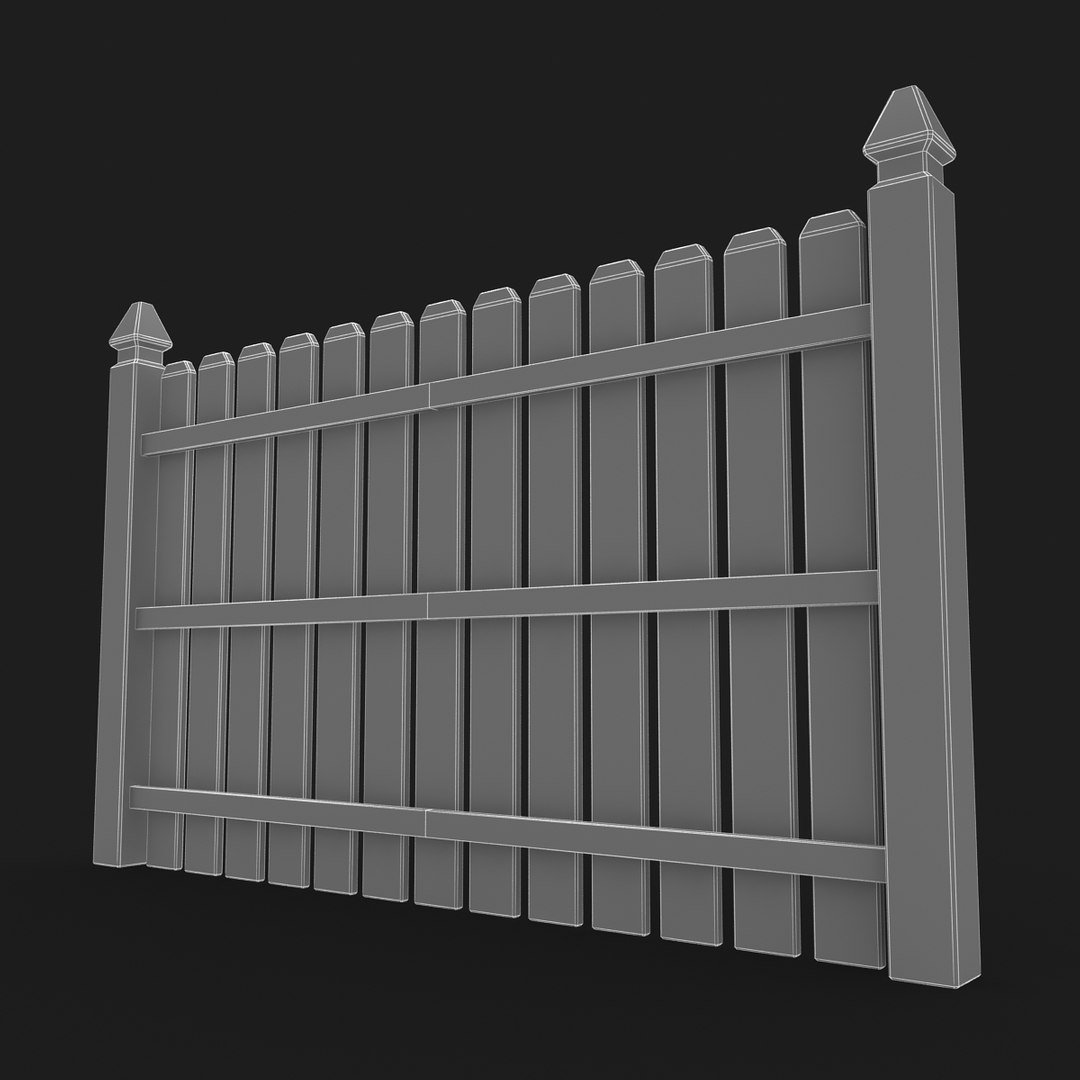 3d Model Realistic Fence Wood 04