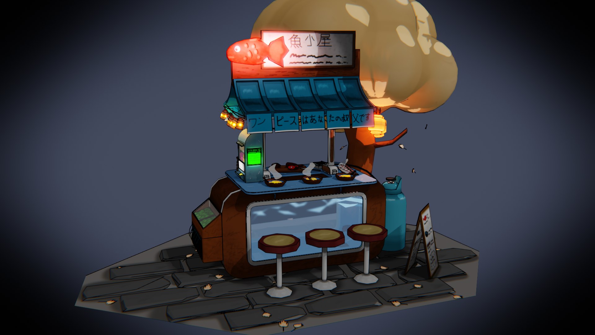 3D Stylized Japanese Food Hut - TurboSquid 2120744