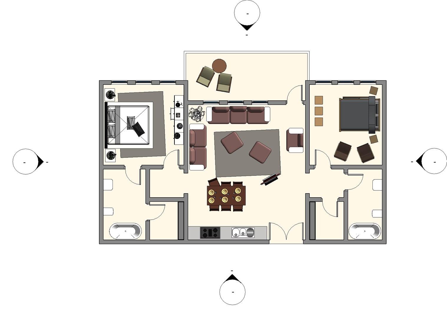 Two Bedrooms Apartment Model - TurboSquid 1948916