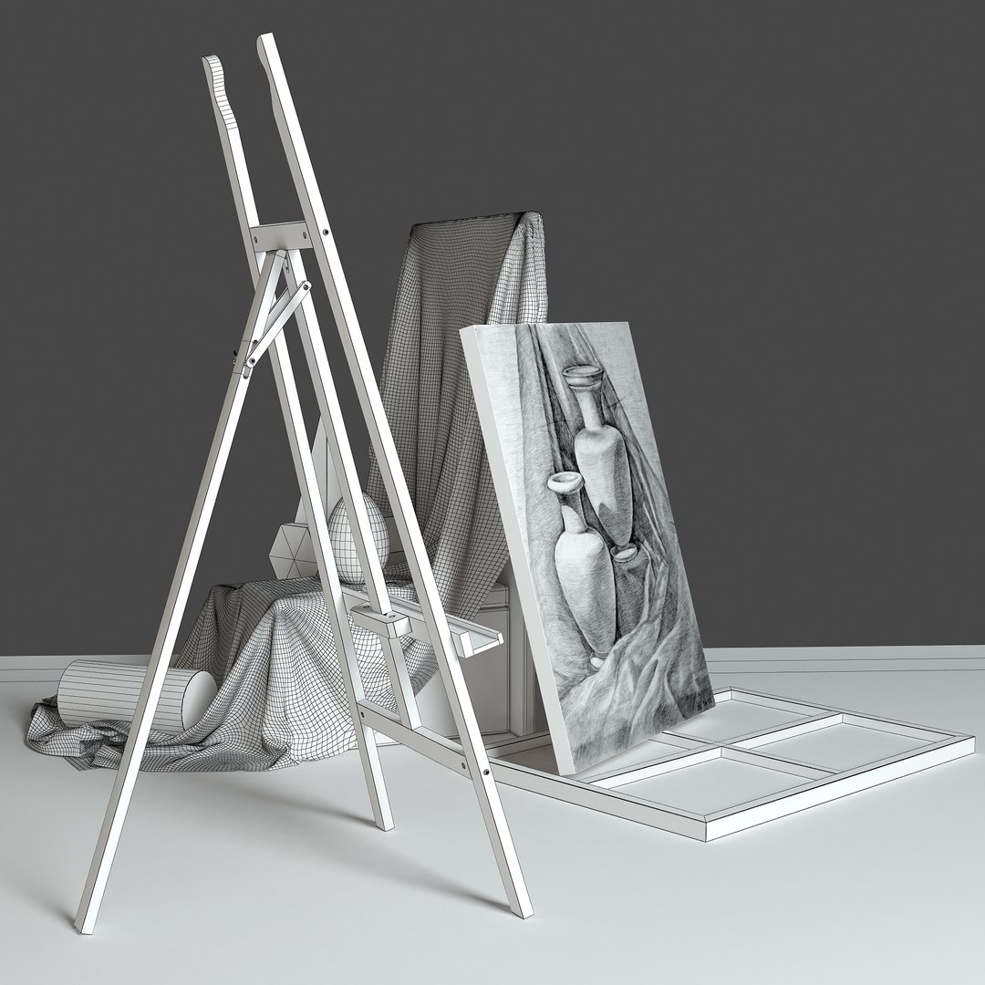 3d Model Easel Brauberg Composition Plaster