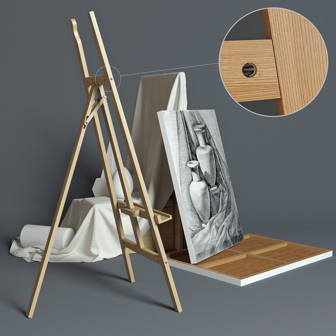 3d Model Easel Brauberg Composition Plaster