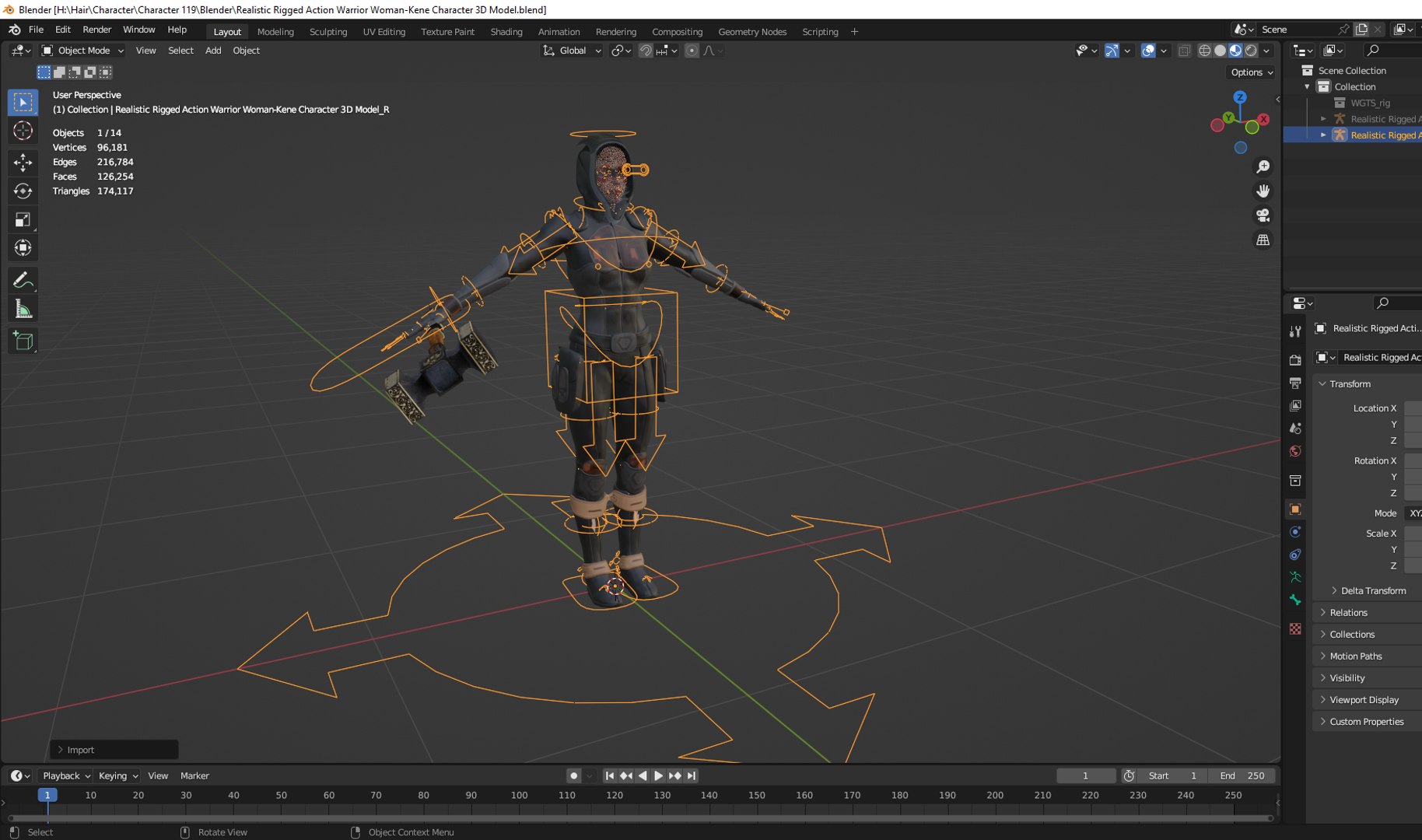 Realistic Rigged Action Warrior Woman-Kene Character 3D Model 3D model ...