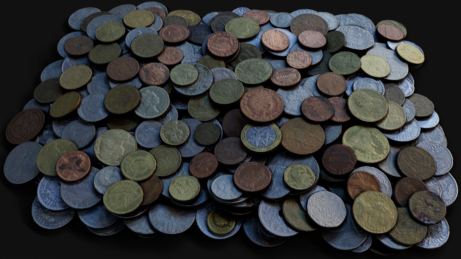 Coins Pile Silver Copper Old Types Pt2 PBR Photogrammetry 3D Model ...