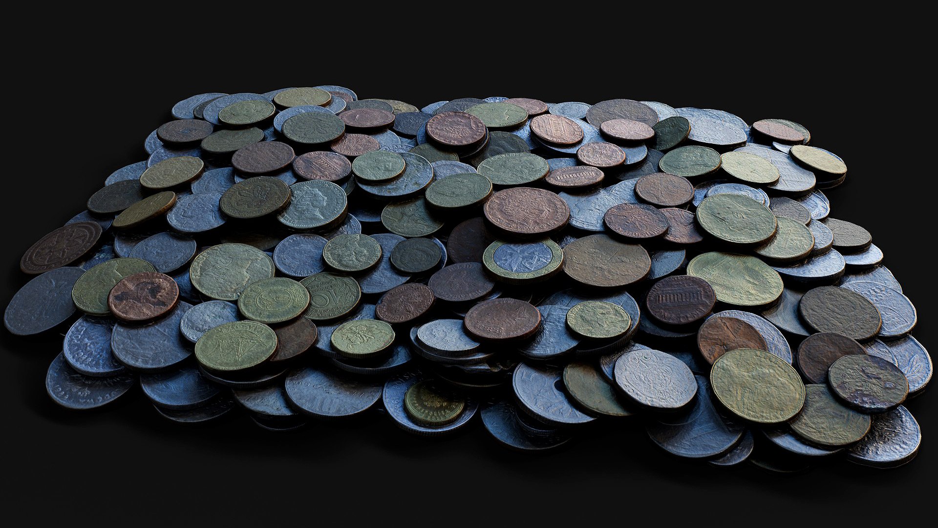 Coins Pile Silver Copper Old Types Pt2 PBR Photogrammetry 3D Model ...