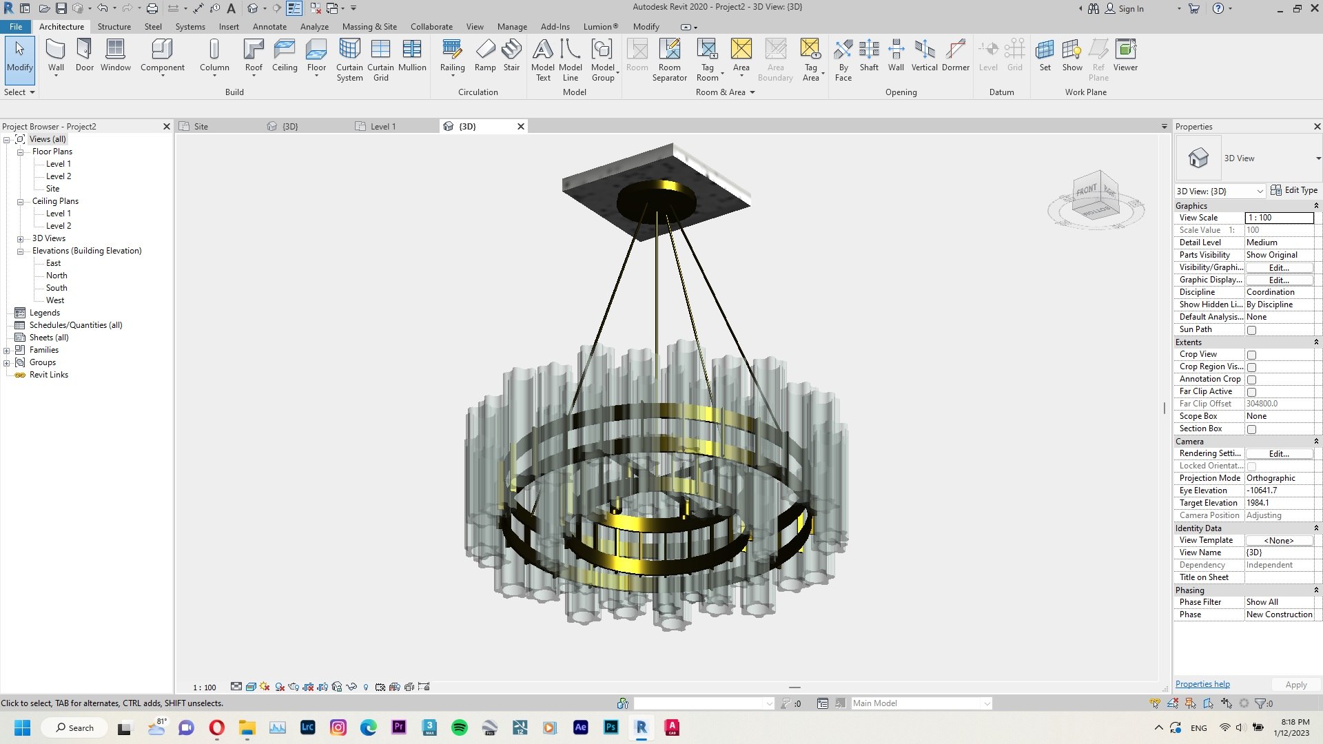 modelo 3d Chandelier or Classical Hanging Lamp Revit Family ...