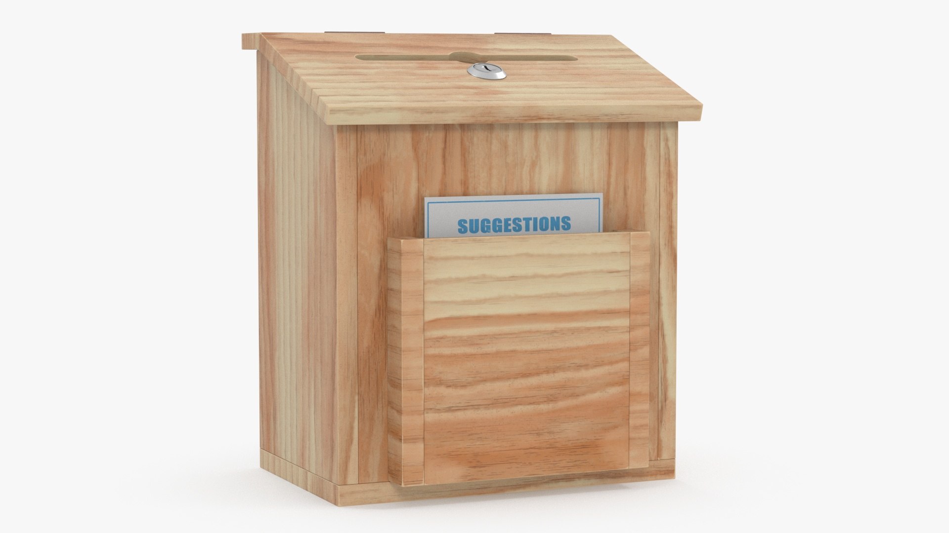 Natural Pinewood Ballot Comment Box With Card 3D Model - TurboSquid 2209232