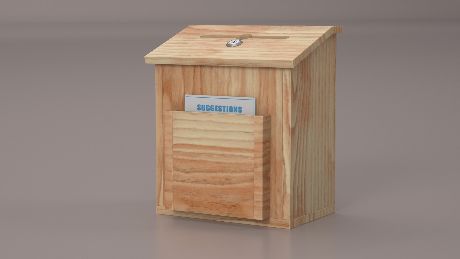 Natural Pinewood Ballot Comment Box With Card 3D Model - TurboSquid 2209232