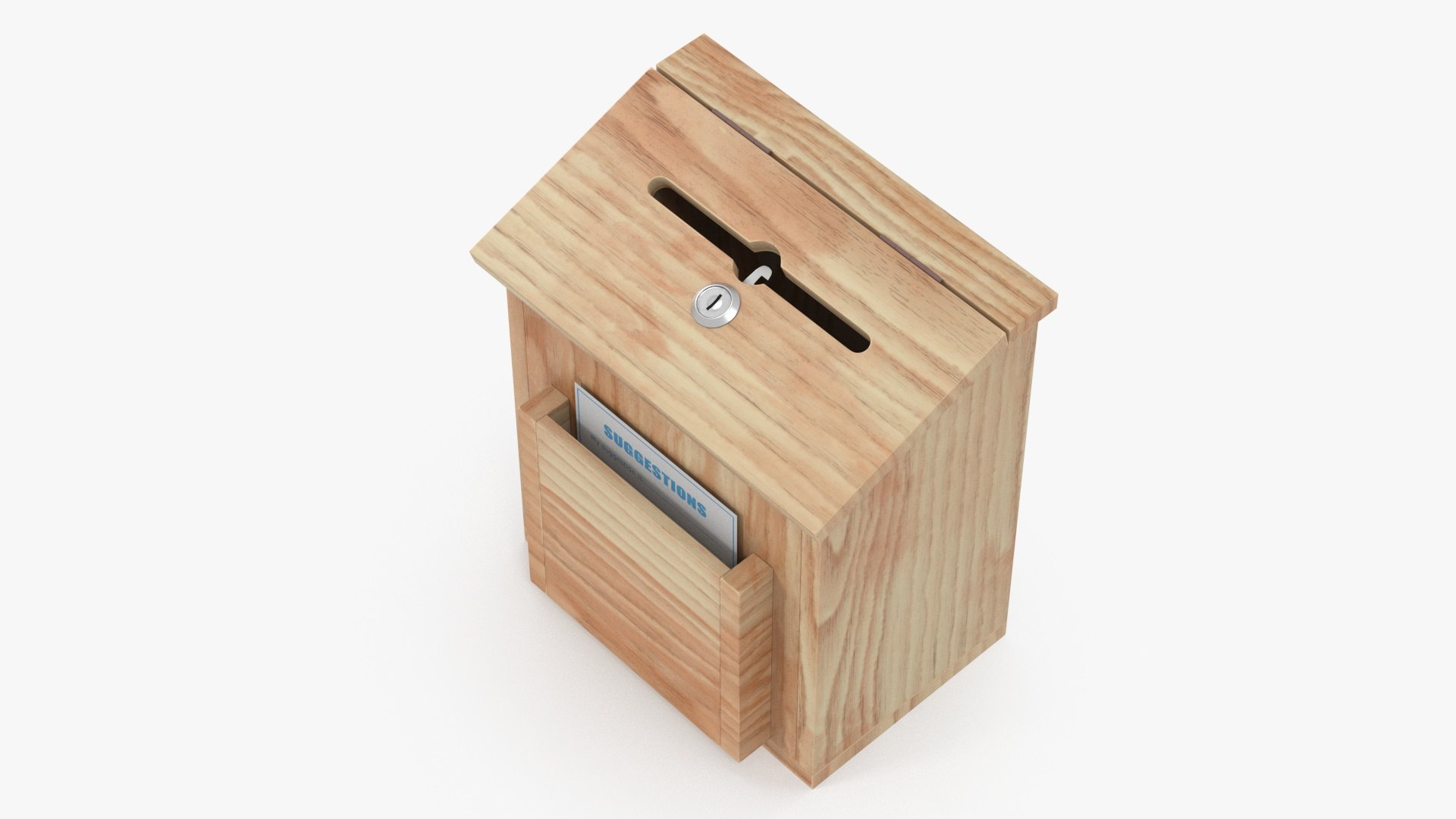 Natural Pinewood Ballot Comment Box With Card 3D Model - TurboSquid 2209232