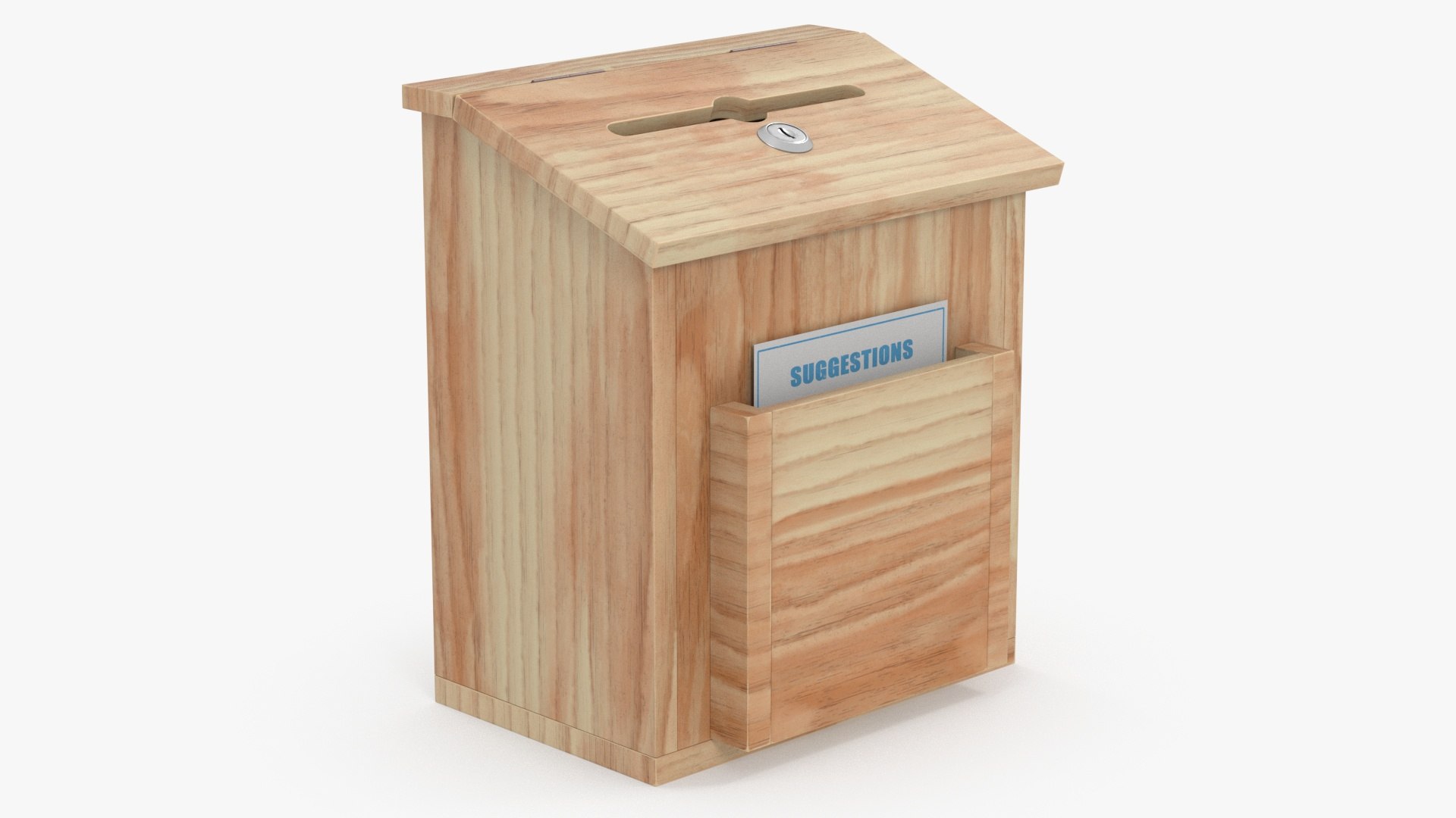 Natural Pinewood Ballot Comment Box With Card 3D Model - TurboSquid 2209232