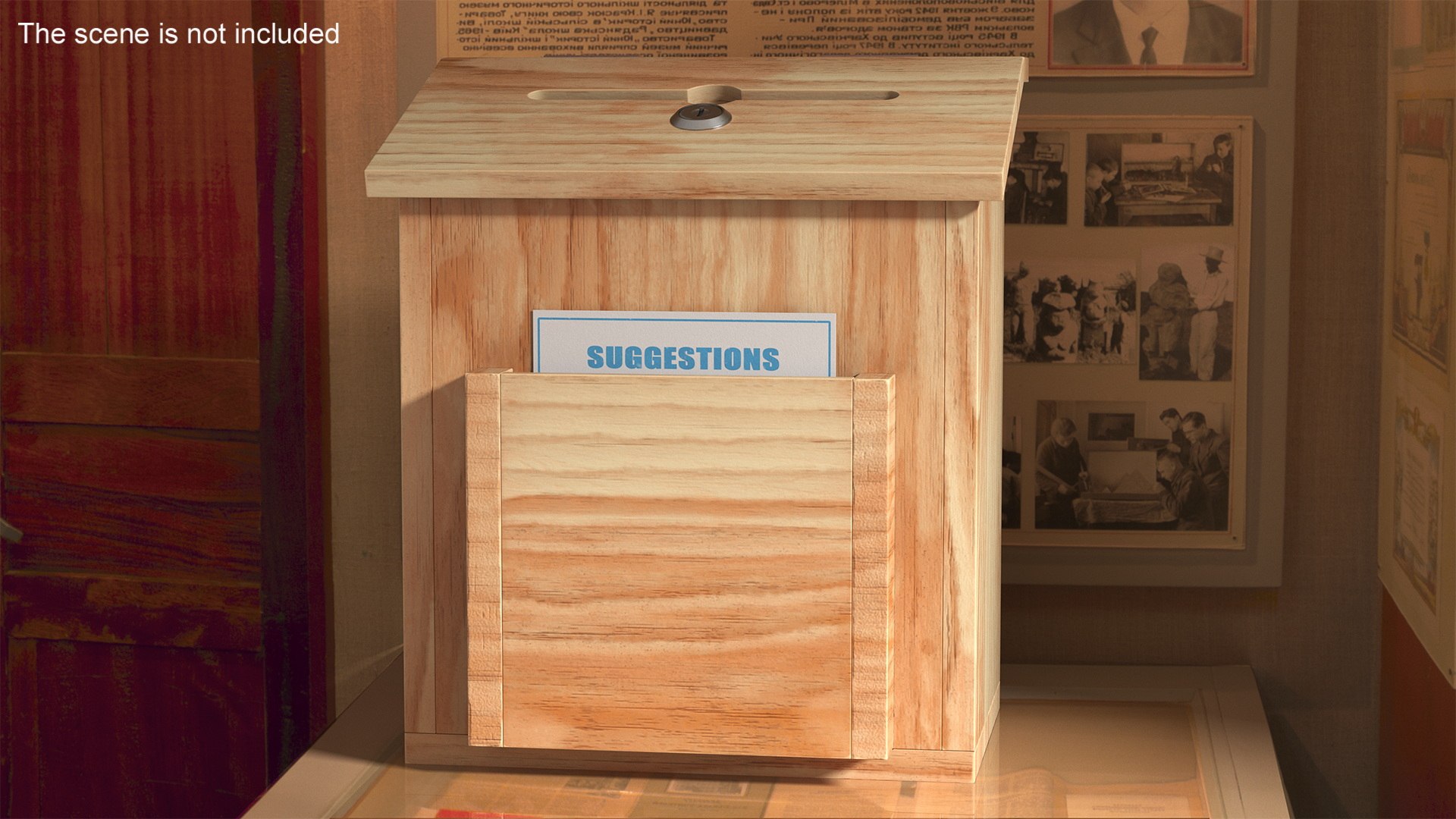 Natural Pinewood Ballot Comment Box With Card 3D Model - TurboSquid 2209232