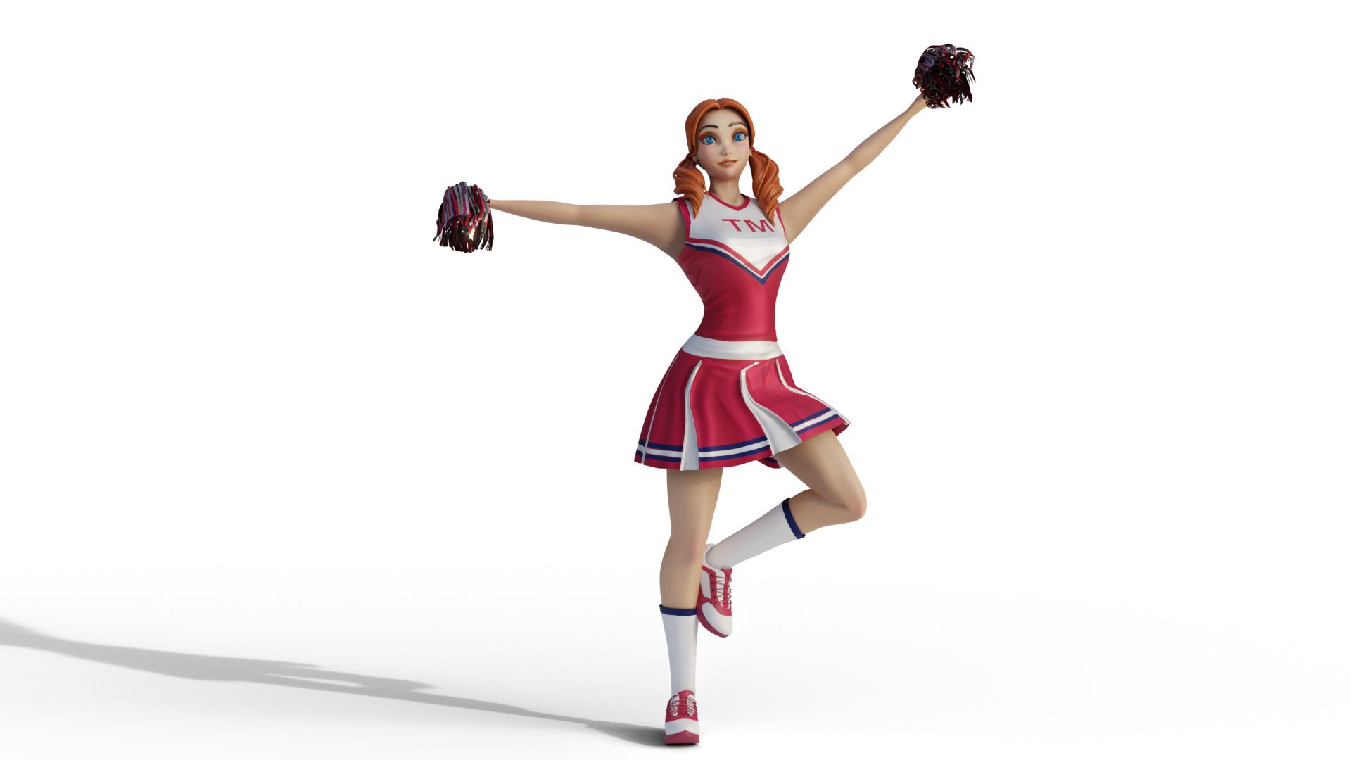 Cartoon Cheerleader Rigged Animated Blender with Unity 3D model ...