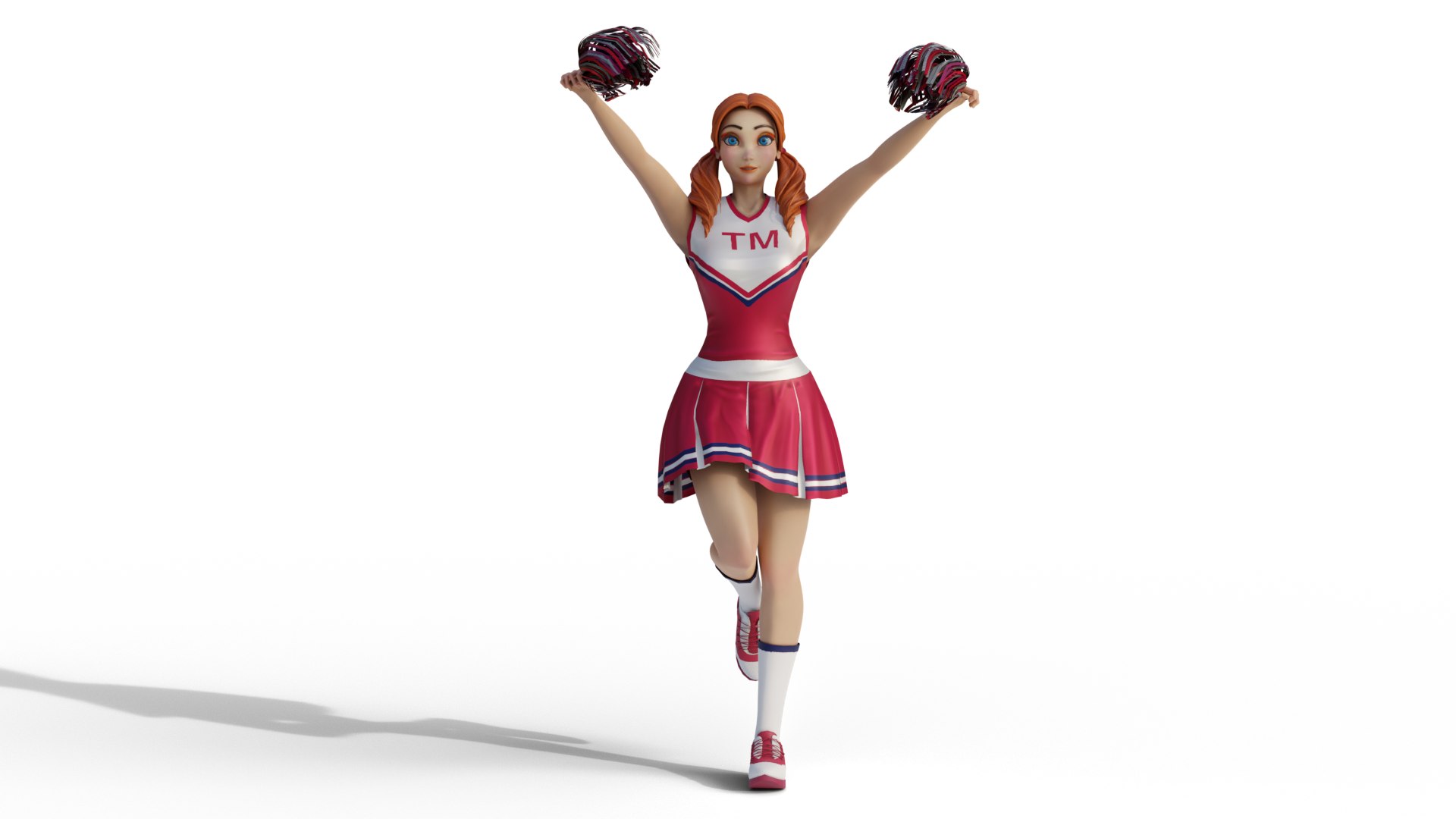 Cartoon Cheerleader Rigged Animated Blender with Unity 3D model ...