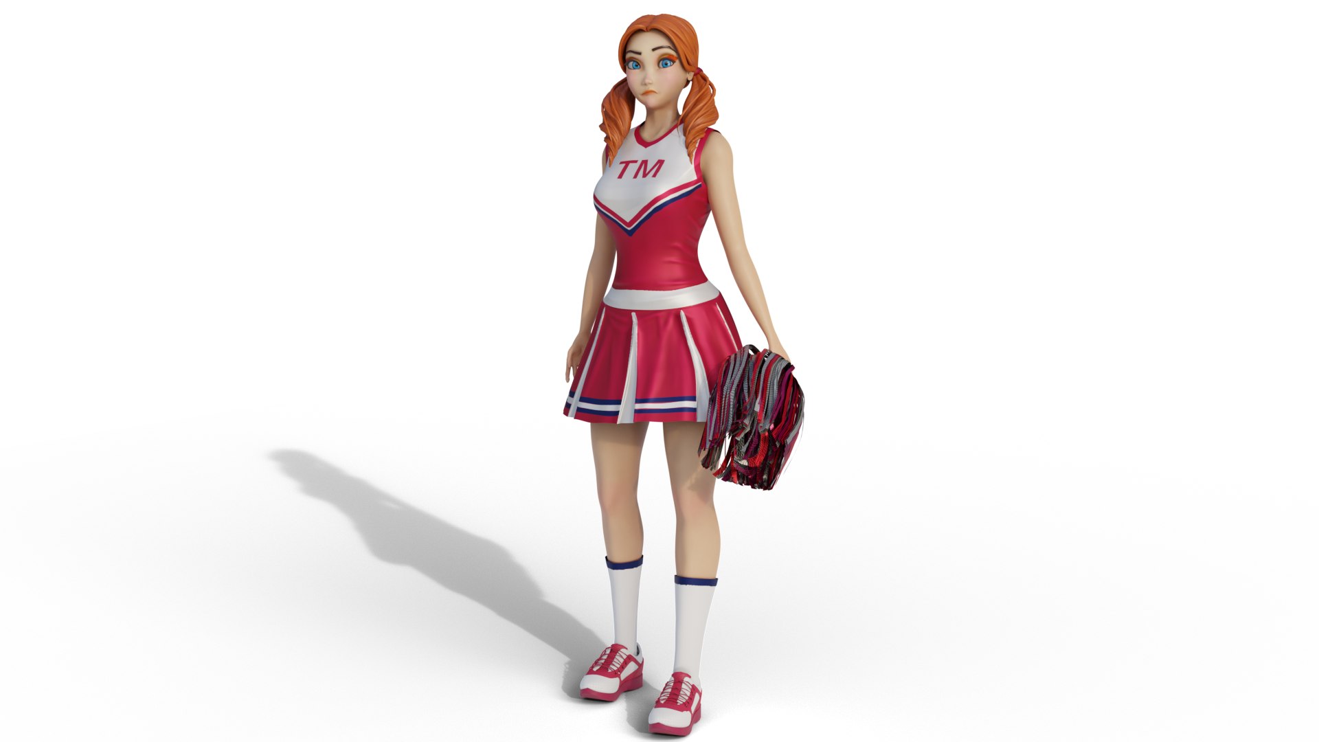 Cartoon Cheerleader Rigged Animated Blender with Unity 3D model ...