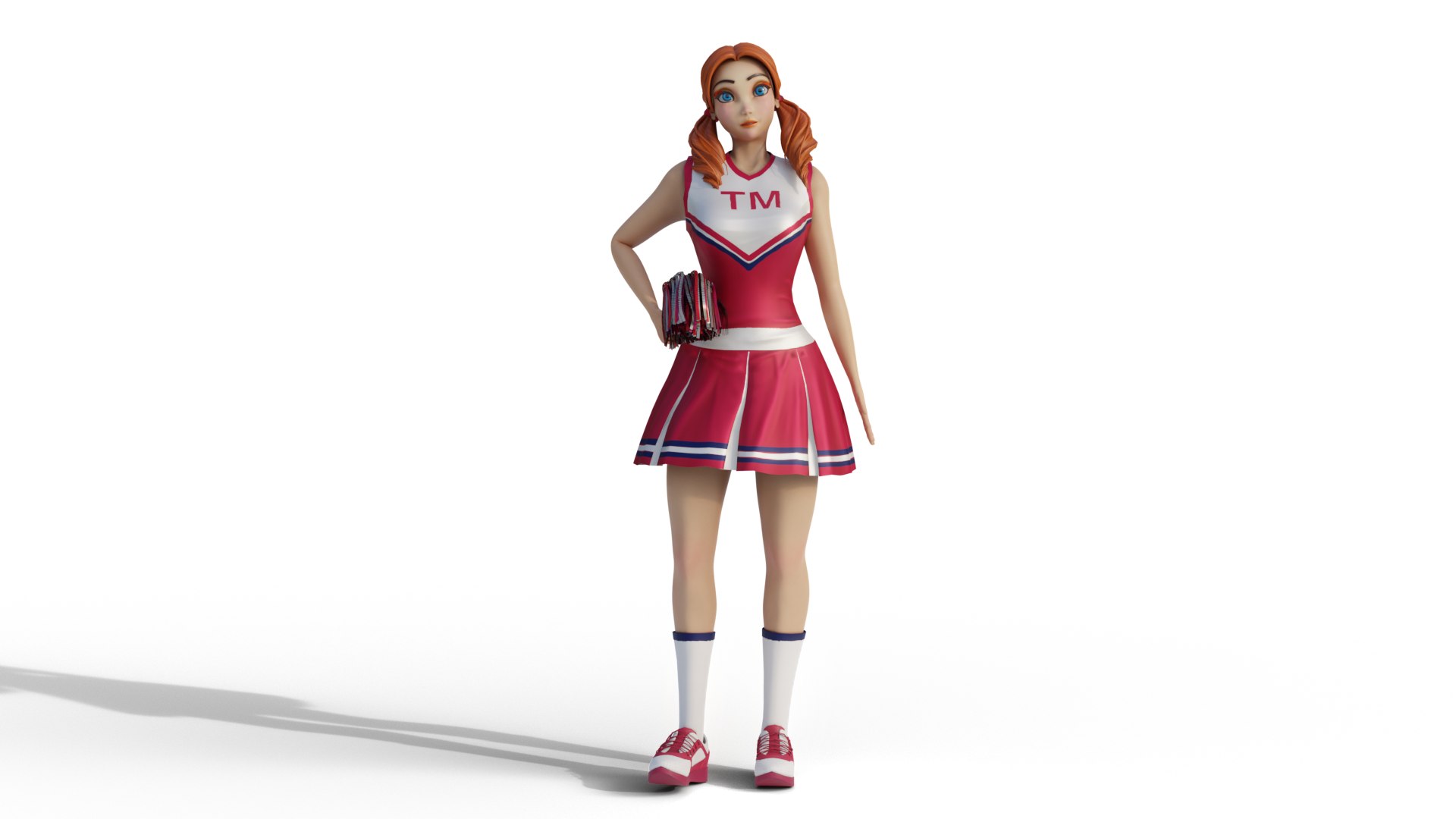 Cartoon Cheerleader Rigged Animated Blender with Unity 3D model ...