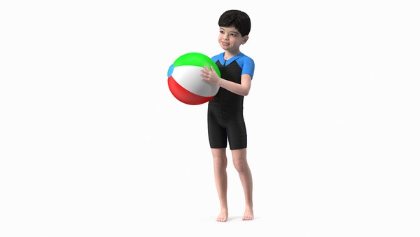 Asian Child Boy With Beach Ball 3D model - TurboSquid 1980628