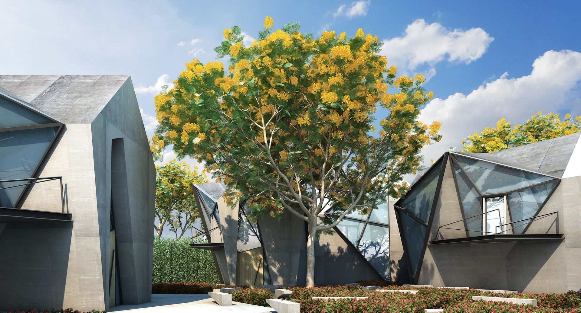 3d 2 Tree Flowers Model