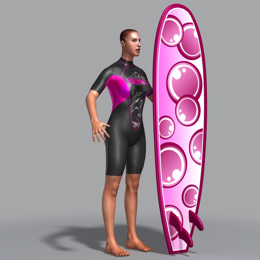 3d Model Surfer Surfboard