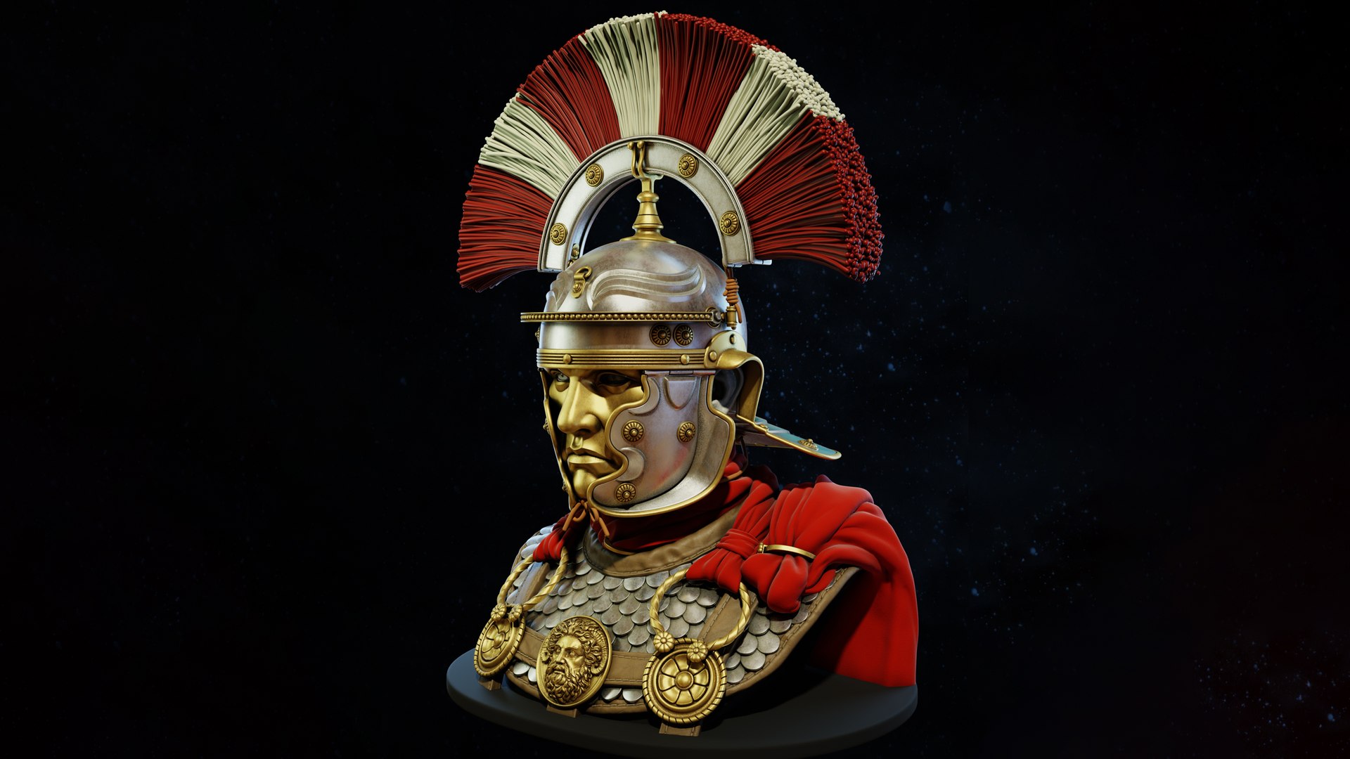 3D Ancient Roman Gaulish Legionary Centurion Bust Statue - TurboSquid ...