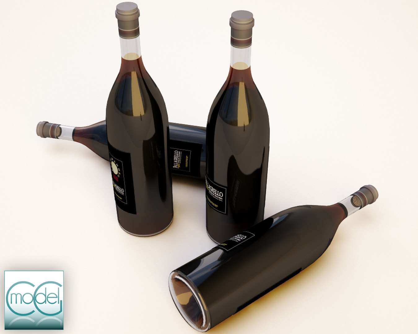 3d Bottles Wine Model