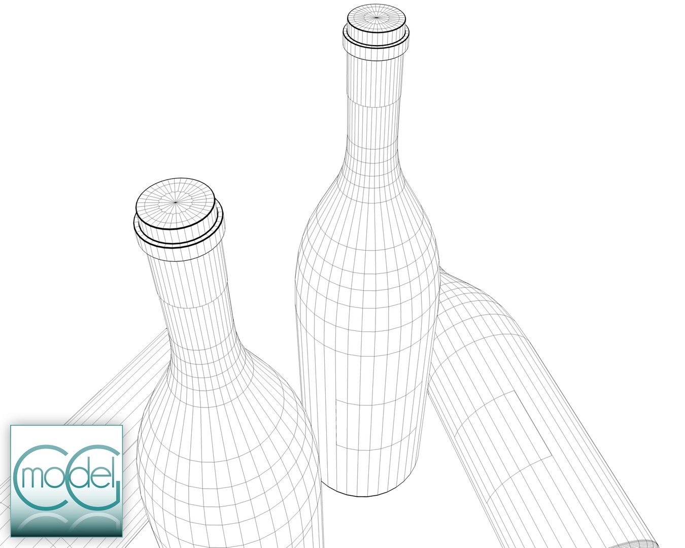 3d Bottles Wine Model