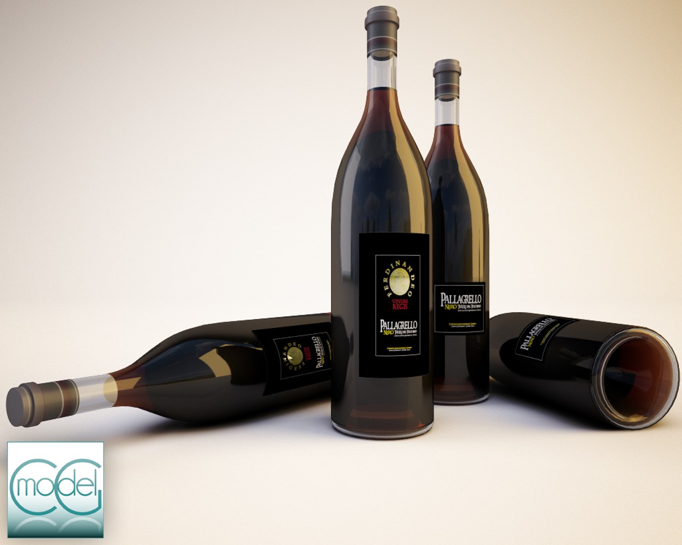 3d Bottles Wine Model