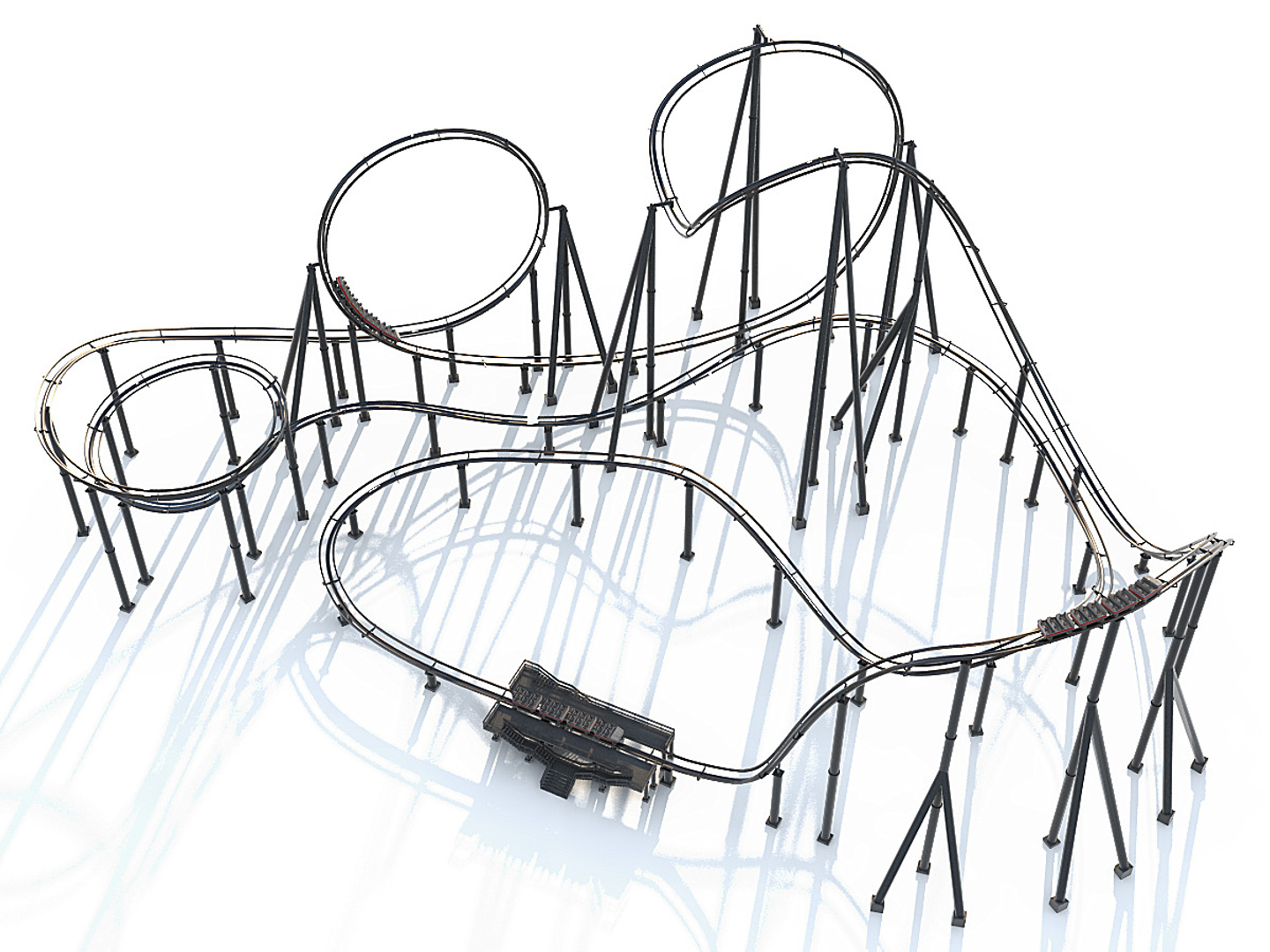 롤러 코스터 트랙 및 기차 3D 모델 - TurboSquid 1188075