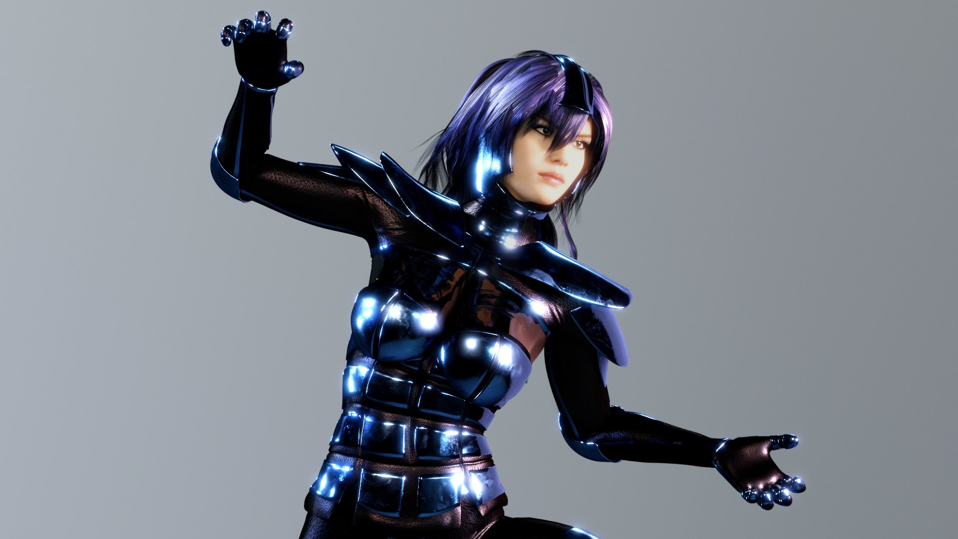 Sci-fi Woman In Blue Metallic Costume PBR 3D - TurboSquid 1736353