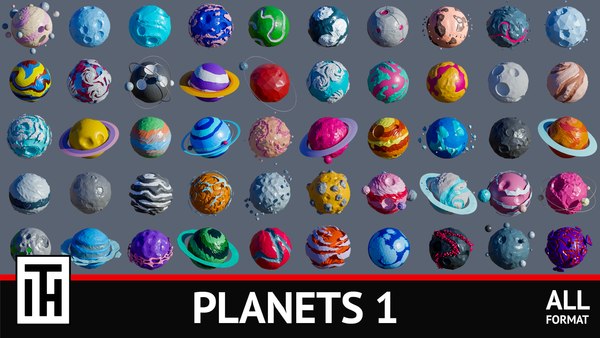 3d model cartoon planets toon