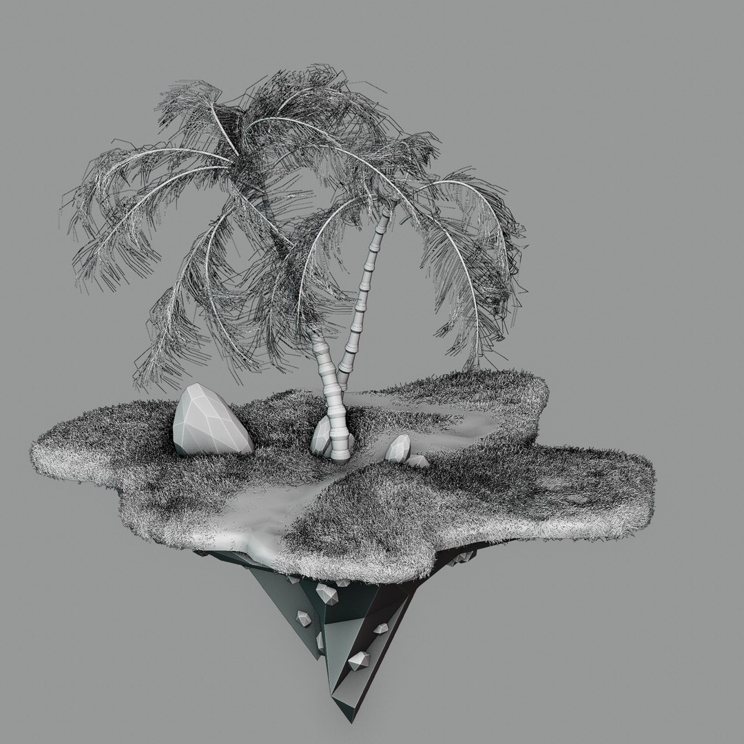 3D Model Isometric Floating Island - PALM TREE - TurboSquid 2330371