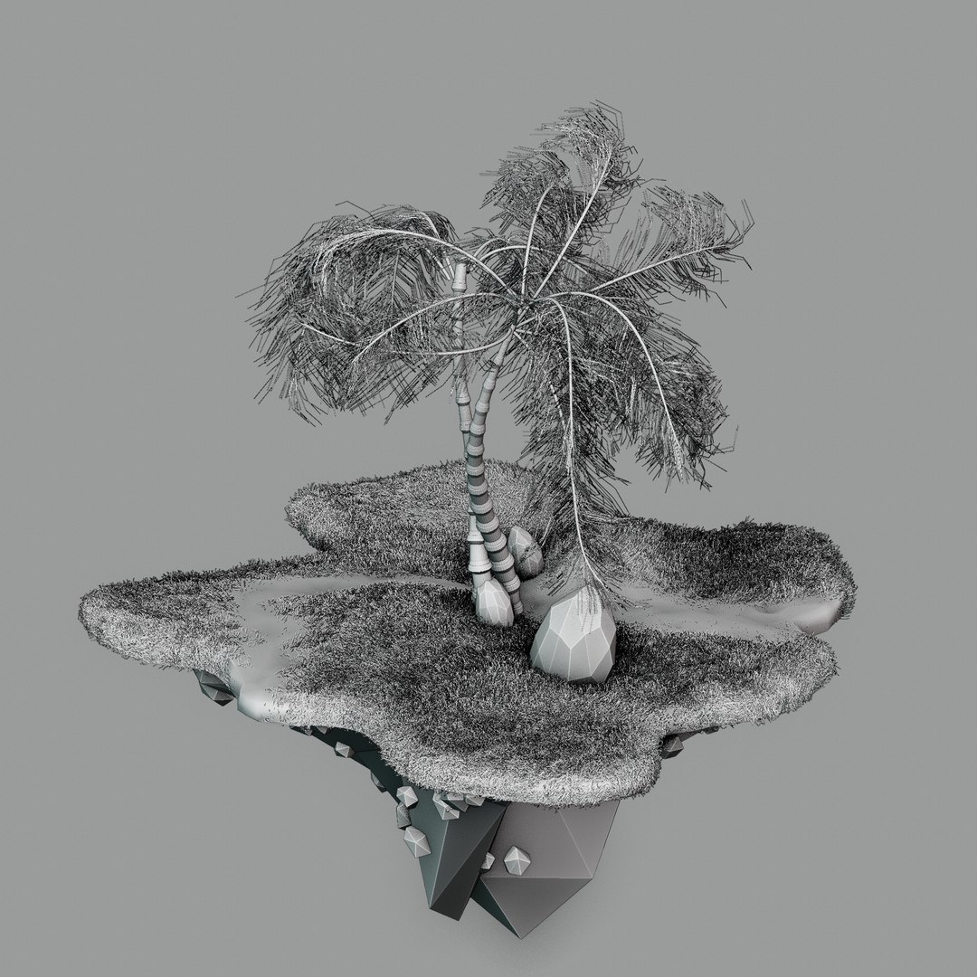 3D Model Isometric Floating Island - PALM TREE - TurboSquid 2330371