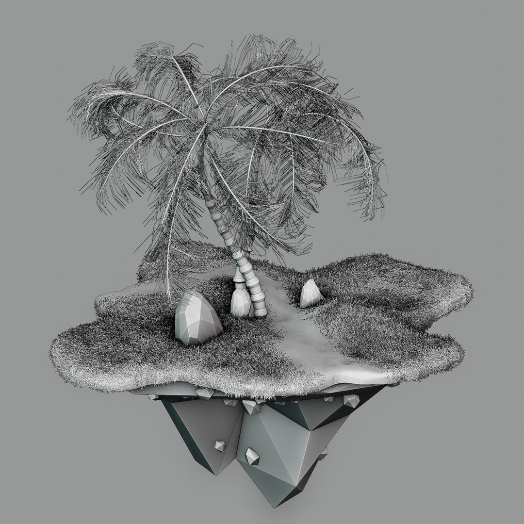 3D Model Isometric Floating Island - PALM TREE - TurboSquid 2330371