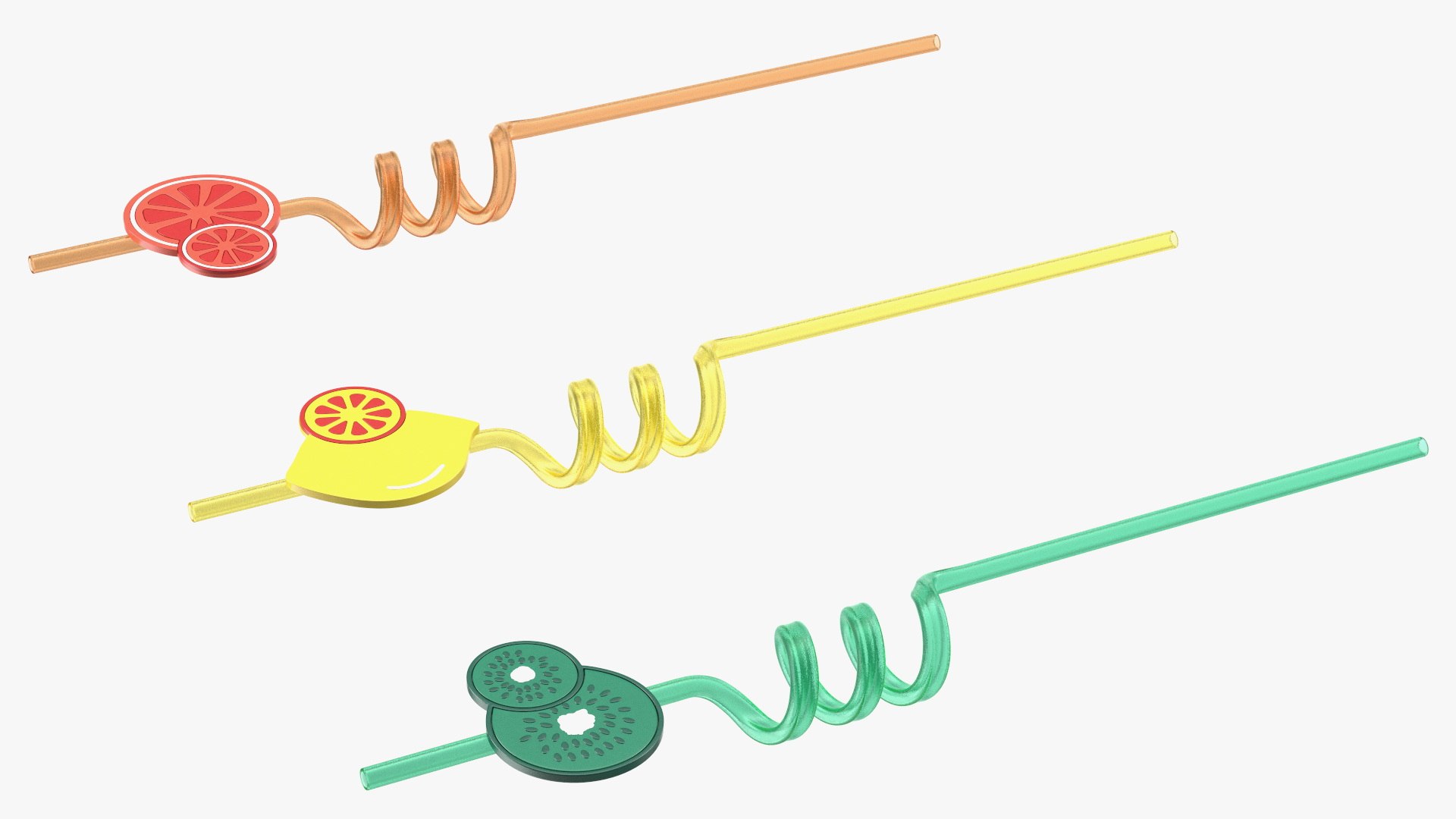 3D Plastic Straws with Citrus Fruit Tags - TurboSquid 2104813