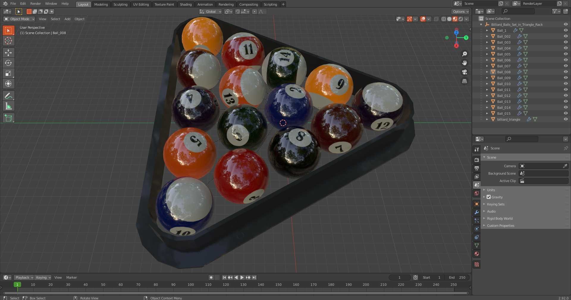 Billiard Balls Set In Triangle Rack 3D Model - TurboSquid 2250517