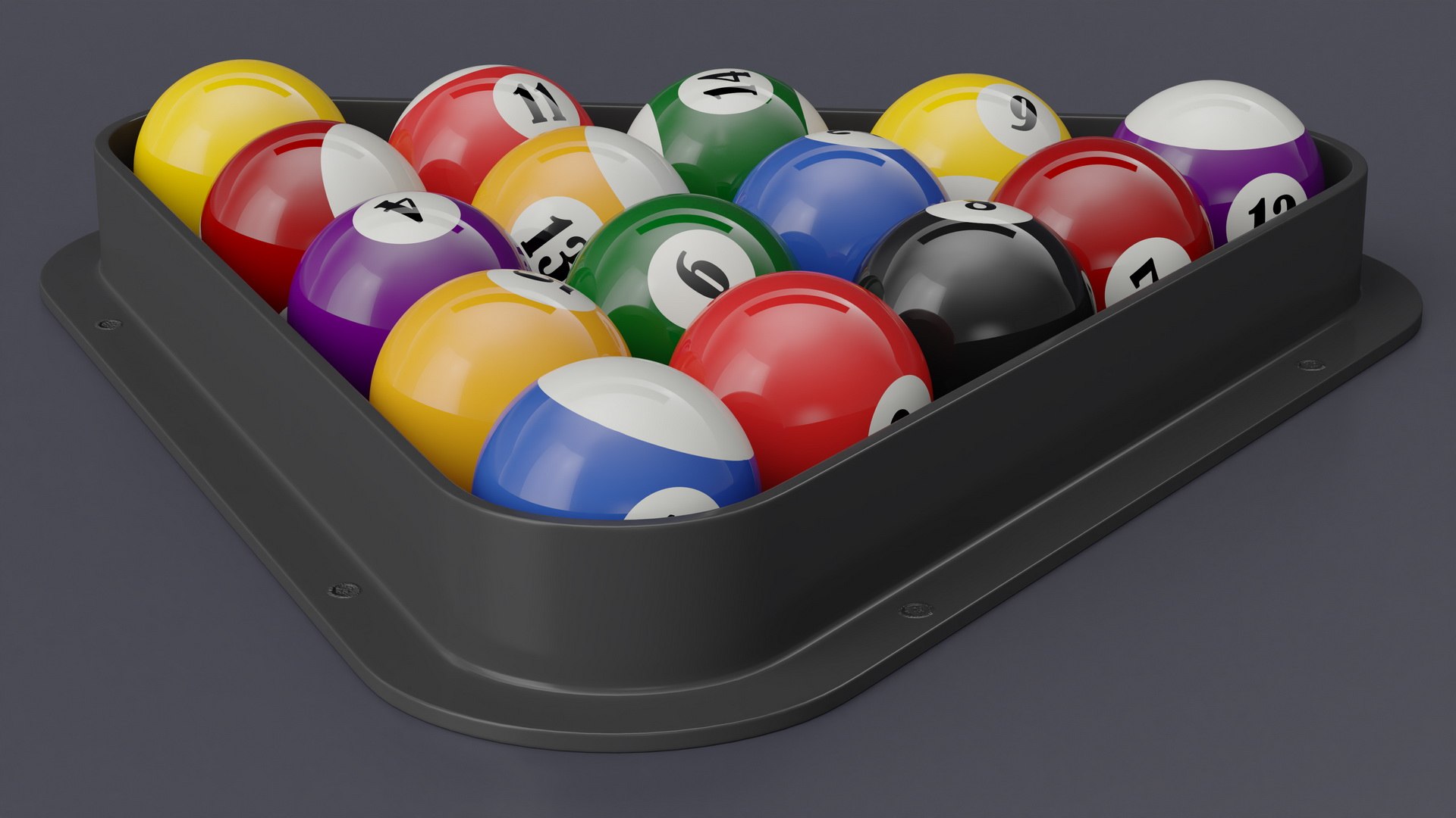 Billiard Balls Set In Triangle Rack 3D Model - TurboSquid 2250517