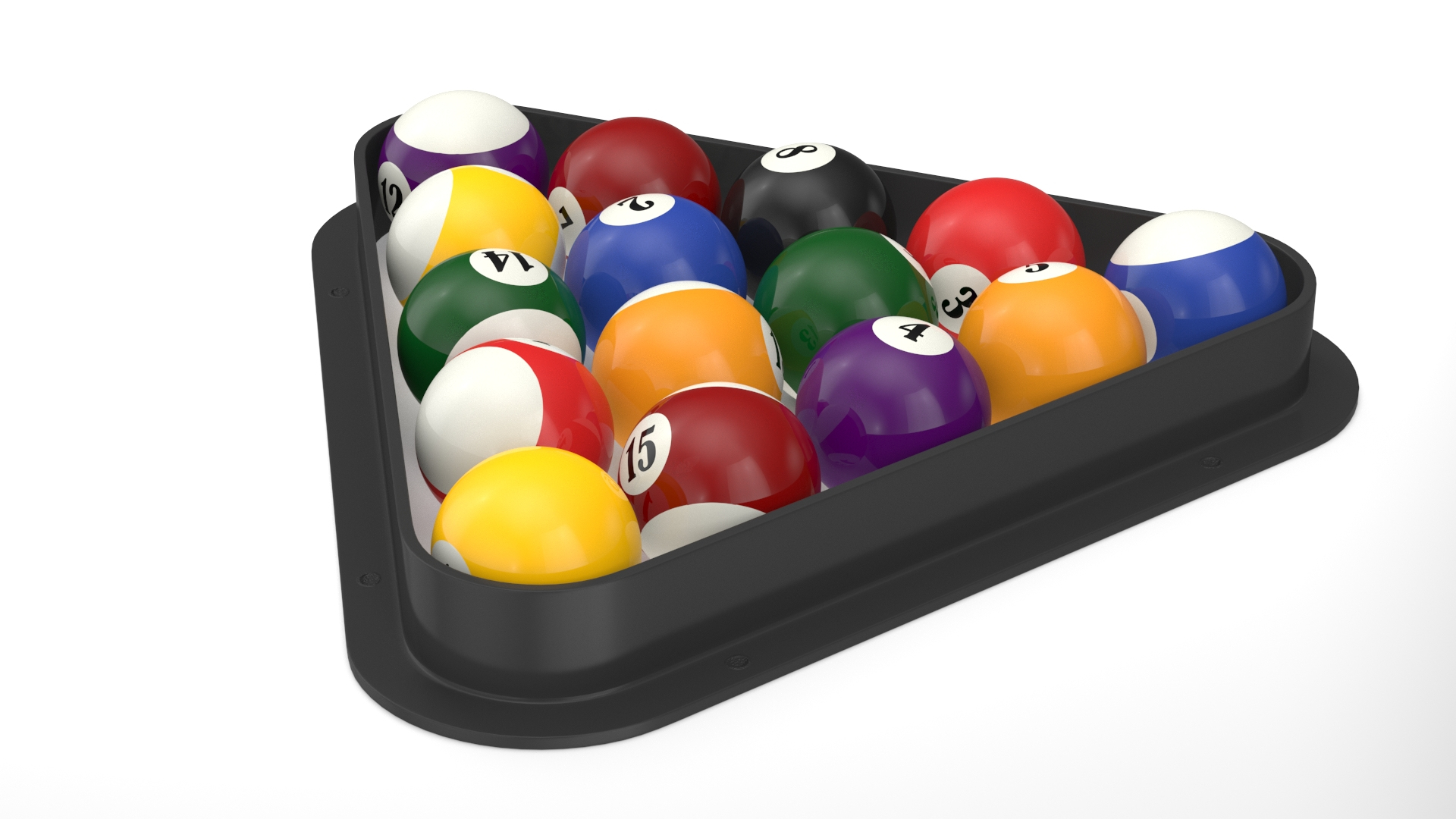 Billiard Balls Set In Triangle Rack 3D Model - TurboSquid 2250517