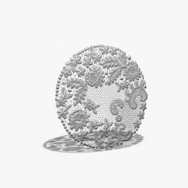 3d model set lace doily 8