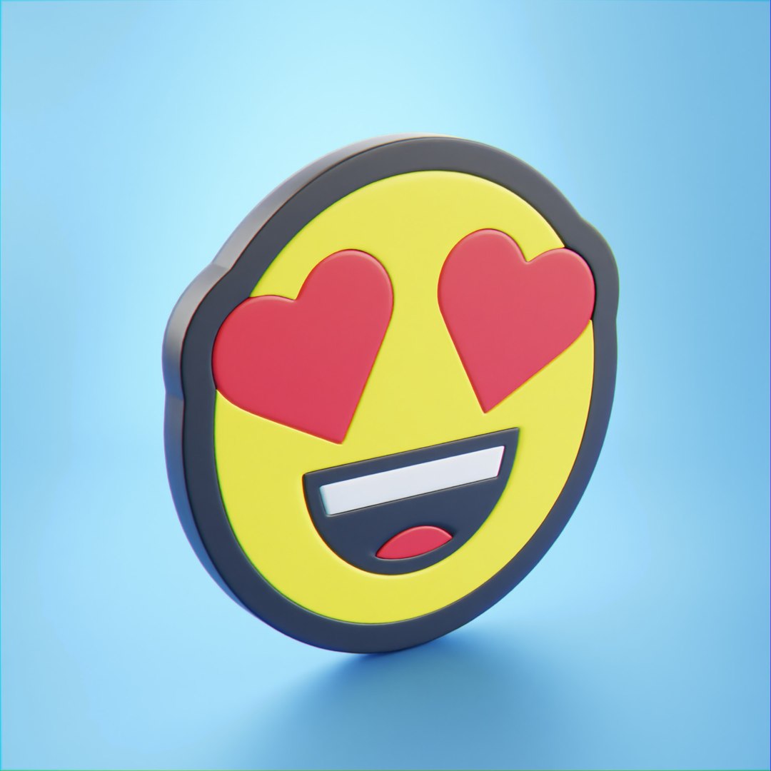 3D Smiling Face With Heart-Eyes Model - TurboSquid 2089504