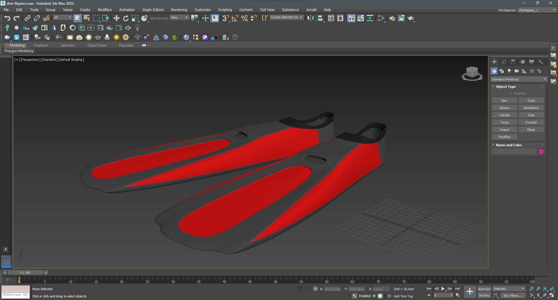 3D Dive Flippers Red - TurboSquid 2150987