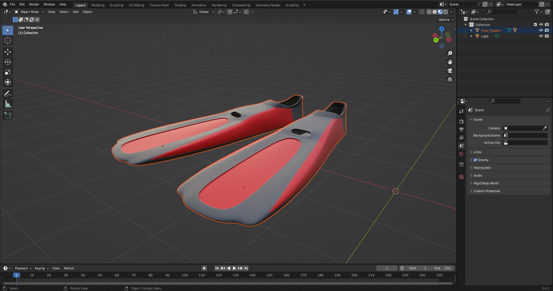 3D Dive Flippers Red - TurboSquid 2150987