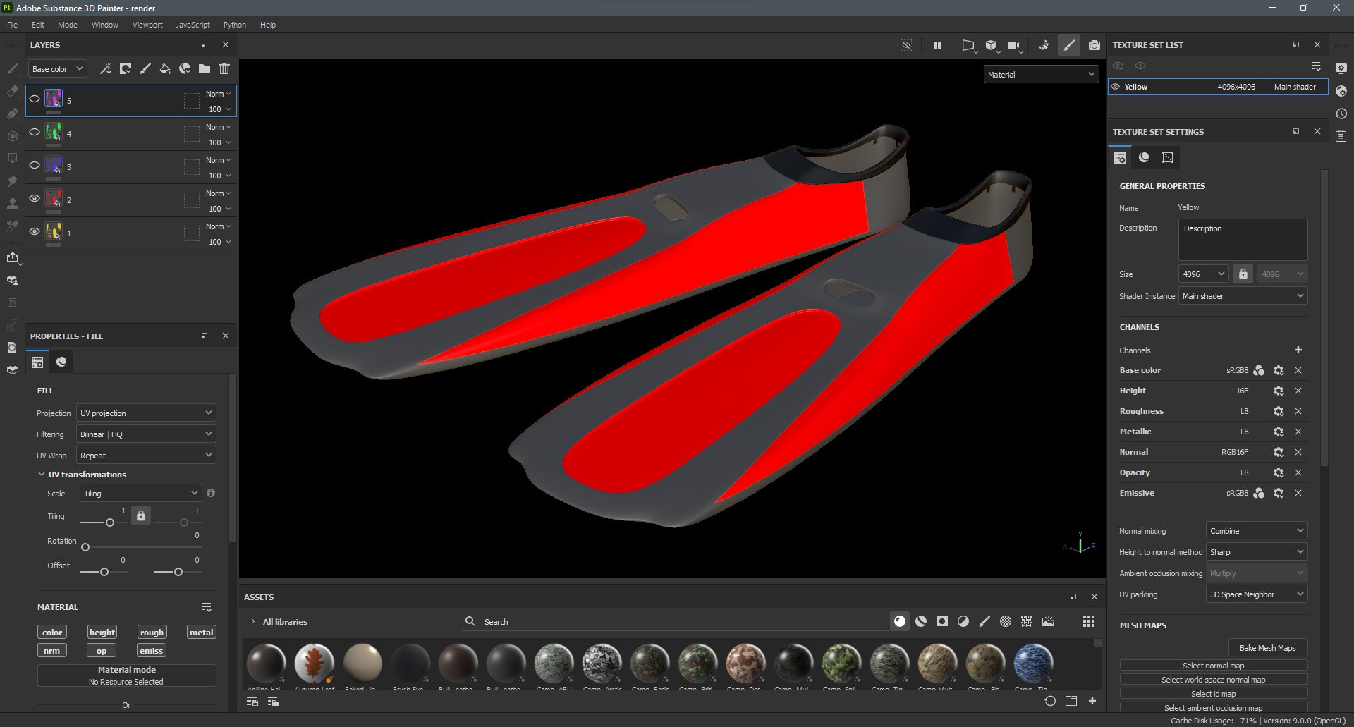 3D Dive Flippers Red - TurboSquid 2150987