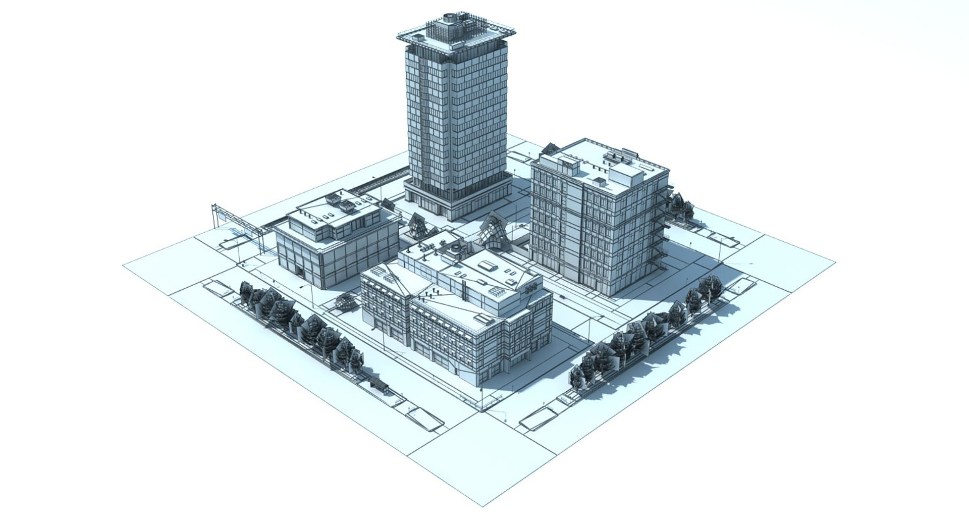 city block scene cityscape max